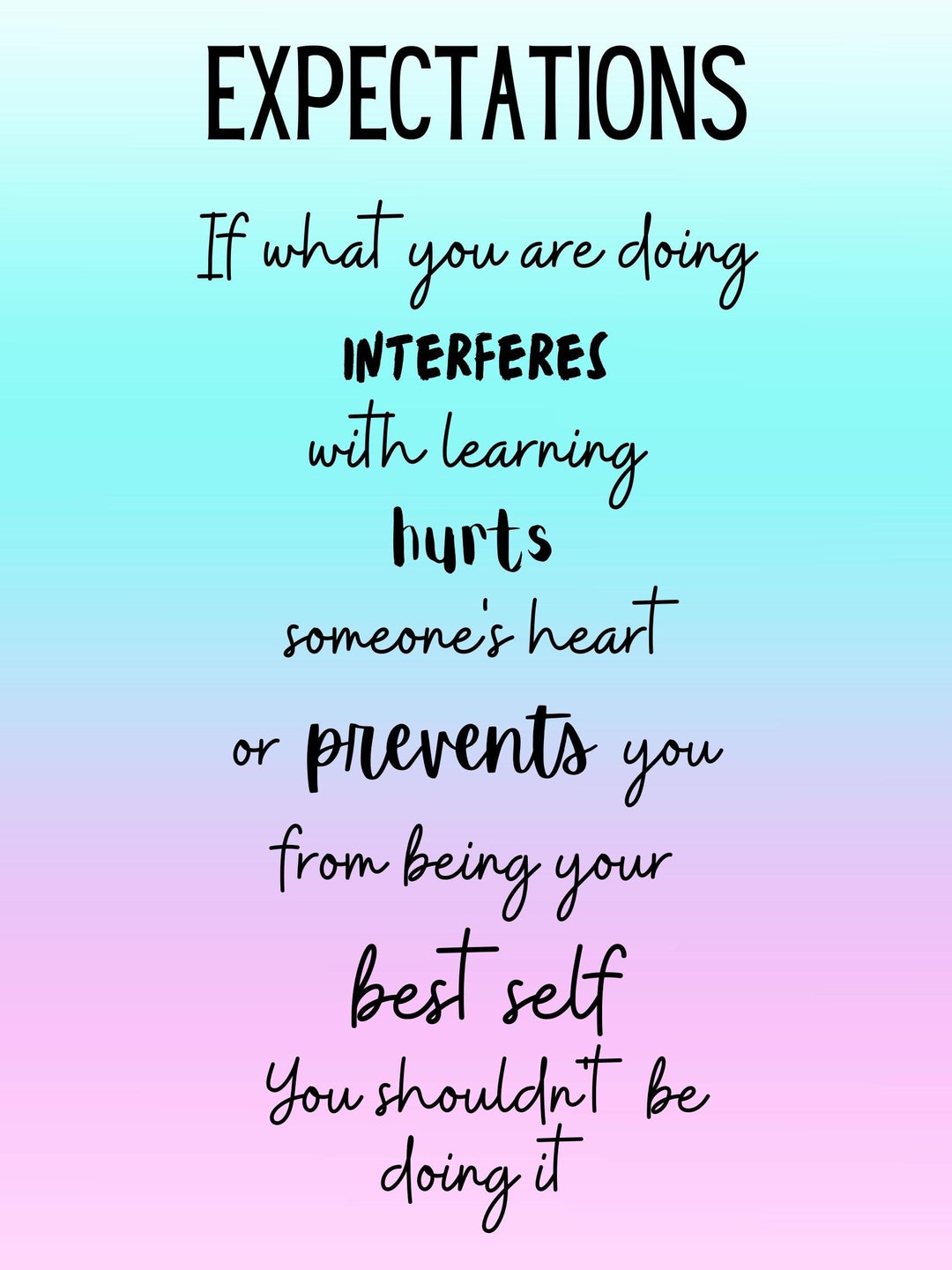 One Rule Classroom Expectations Poster Watercolor Ombre - Etsy