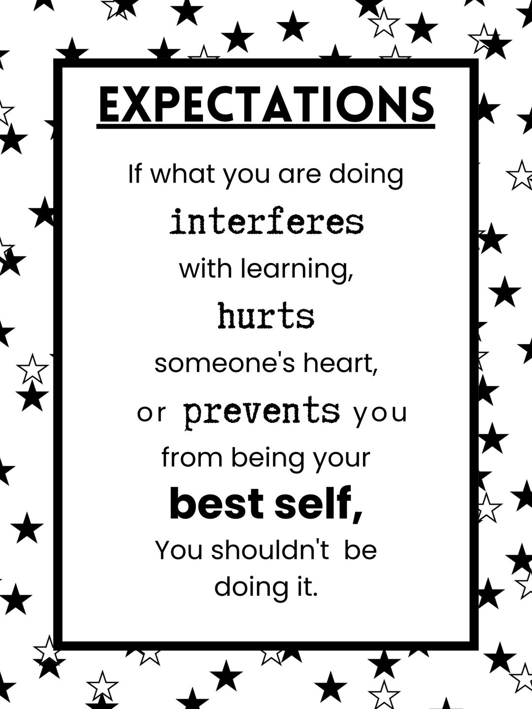 One Rule Classroom Expectation Poster Star Frame Digital Print - Etsy