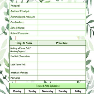 Teacher Planner and Organization Forms Binder Leaves - Etsy