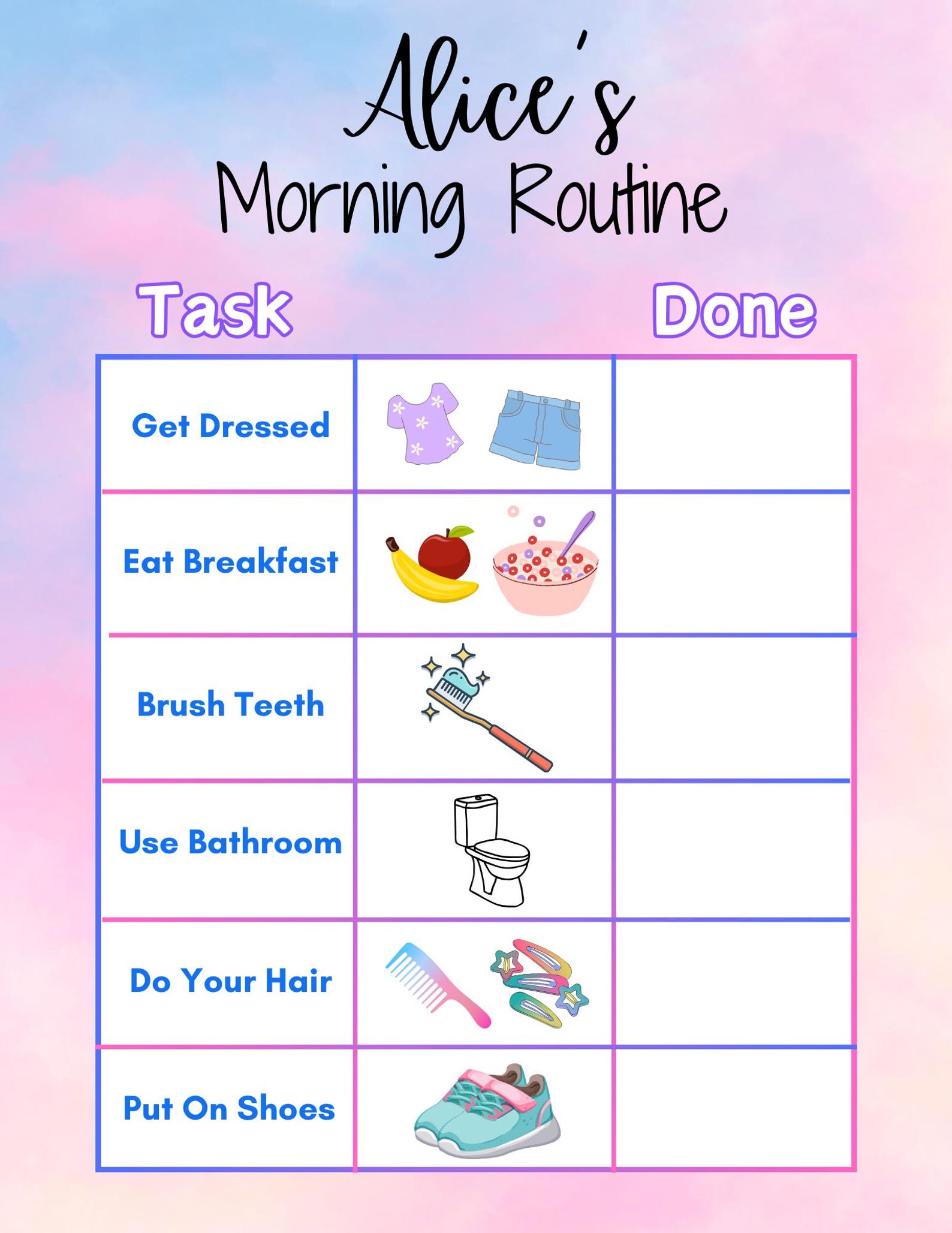 Morning Chore Chart Responsibilities- Personalizable - Etsy