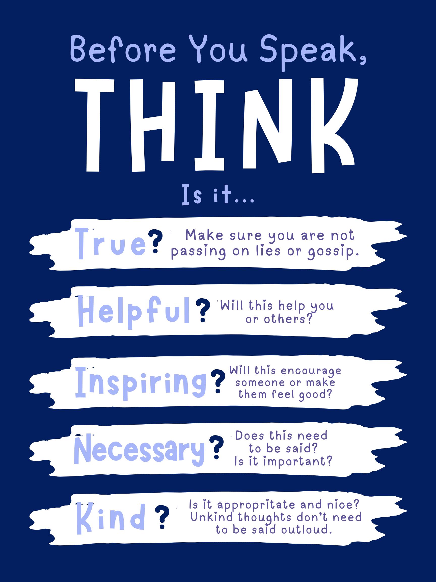 Before You Speak, THINK Poster - Etsy