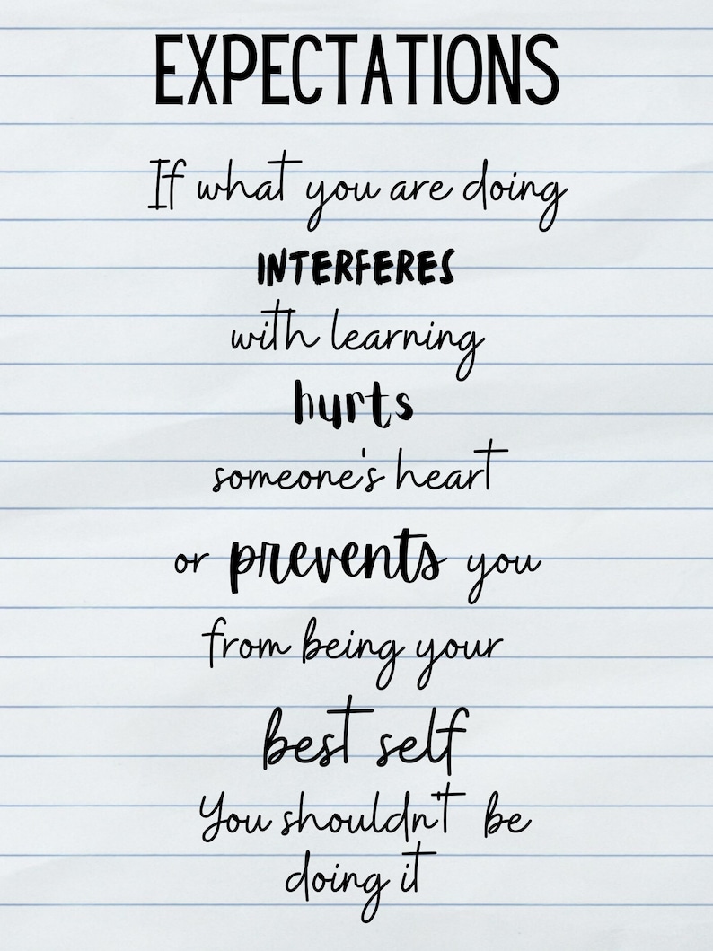 One Rule Classroom Expectations Poster Lined Paper - Etsy