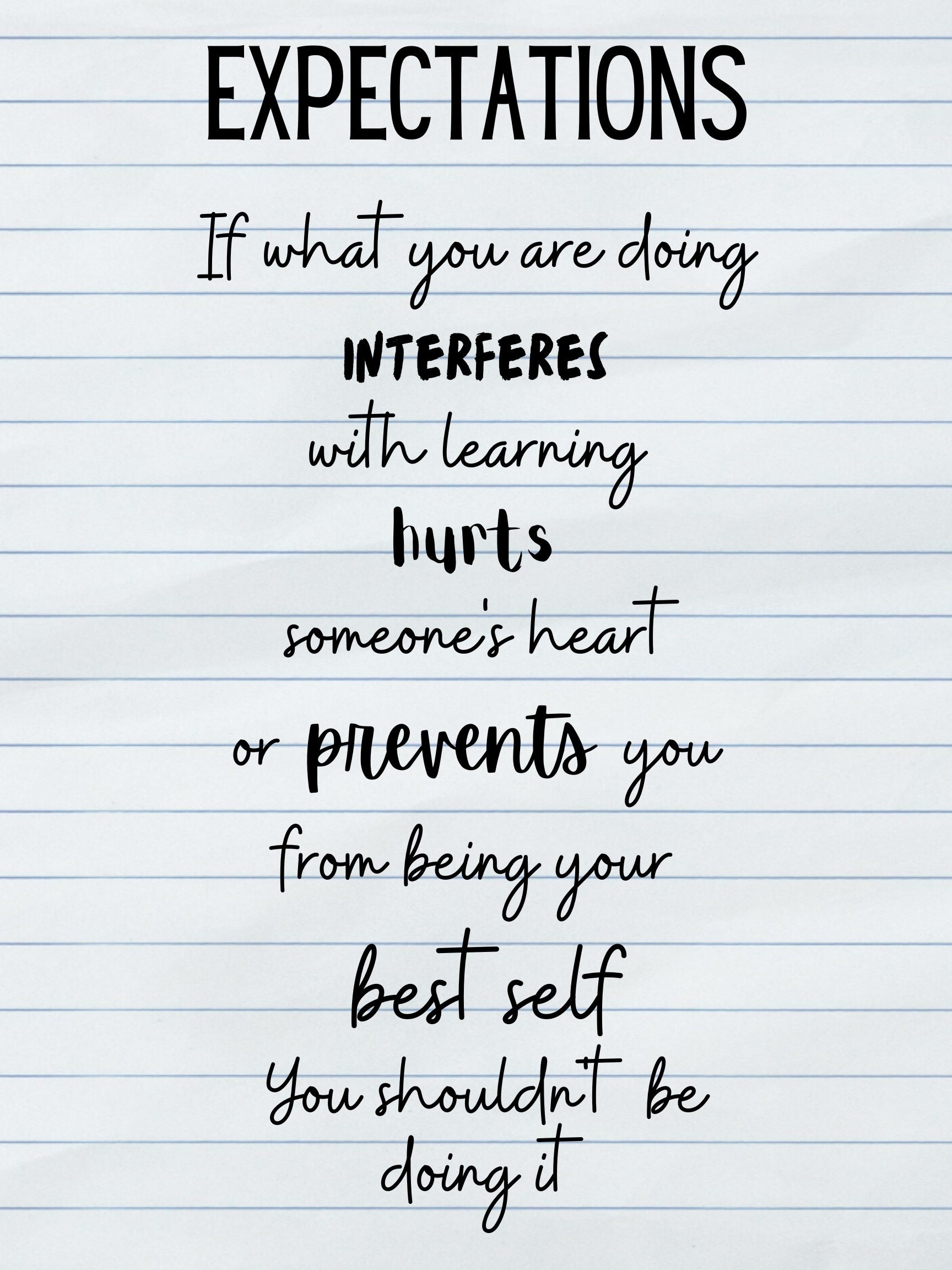 One Rule Classroom Expectations Poster Lined Paper - Etsy