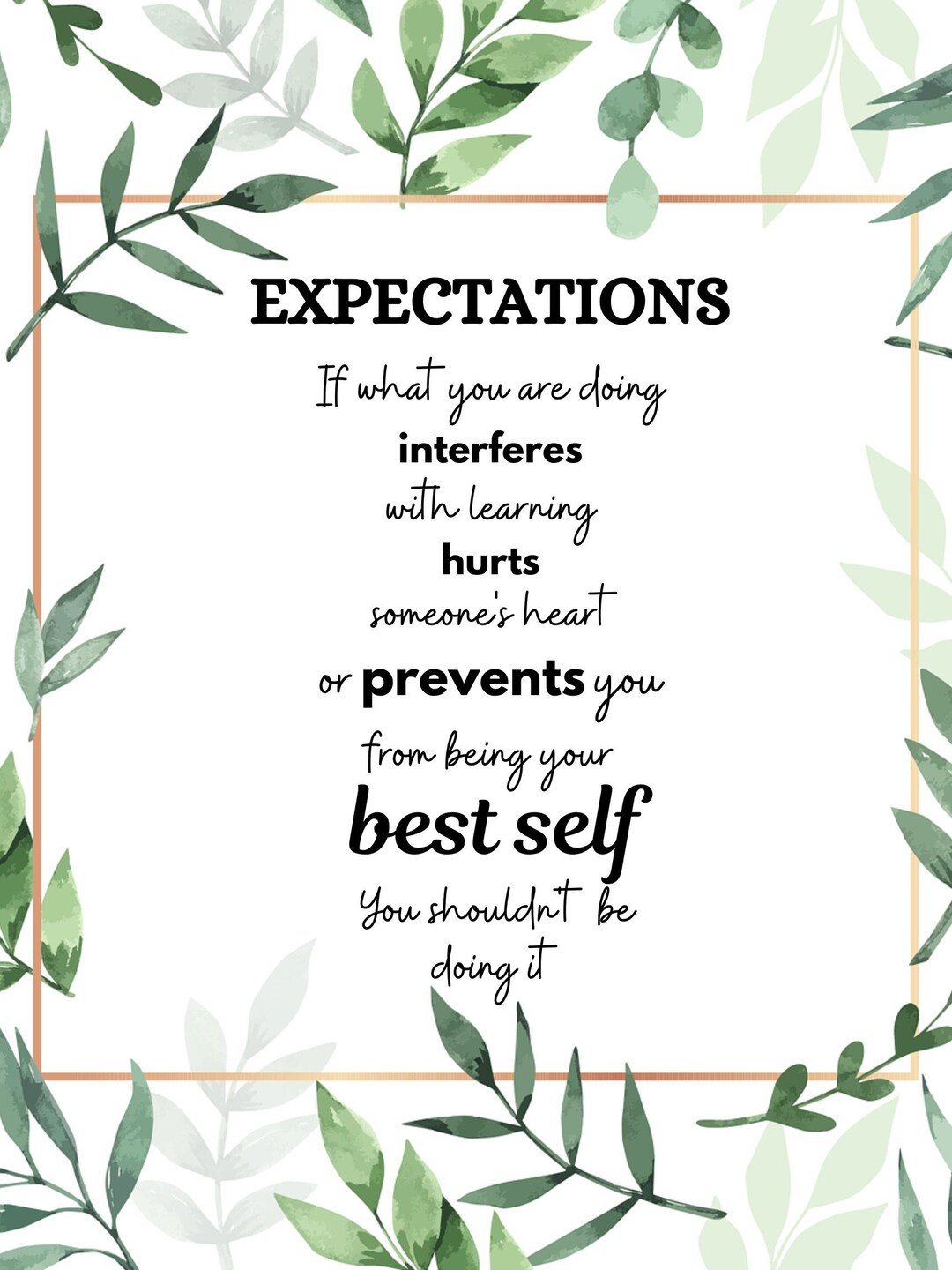 One Rule Classroom Expectations Poster Botanical Leaves - Etsy