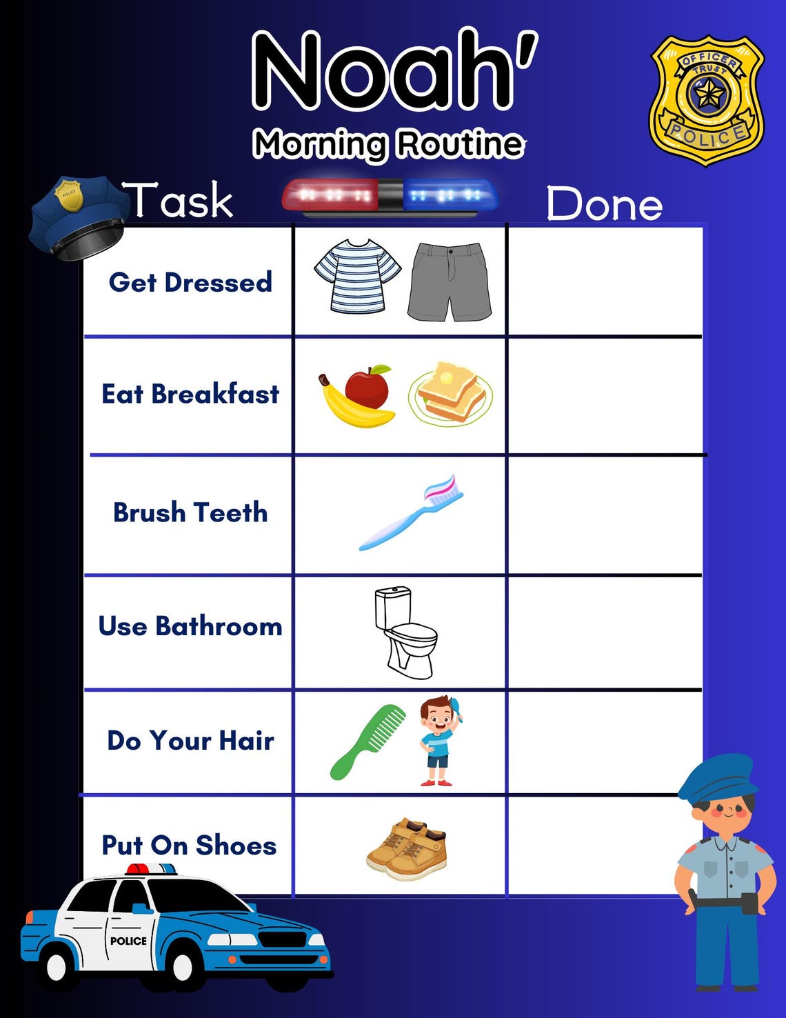 Morning Chore Chart Responsibilities- Personalizable - Etsy