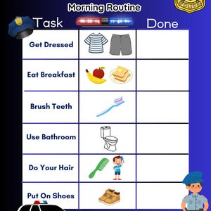 Morning Chore Chart Responsibilities- Personalizable - Etsy