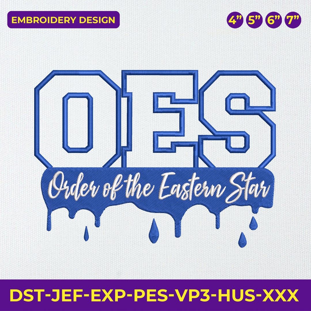 Order of the Eastern Star Embroidery Designs, OES Embroidery File, Oes ...