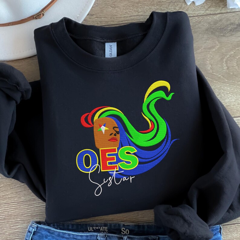 OES Sistar Embroidery Design | Order of Eastern Star Black Woman Art ...