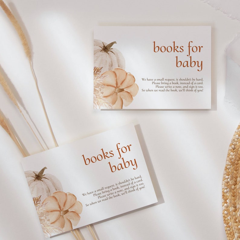 Books for Baby Card Template for Fall Pumpkin Themed Baby Shower - Etsy