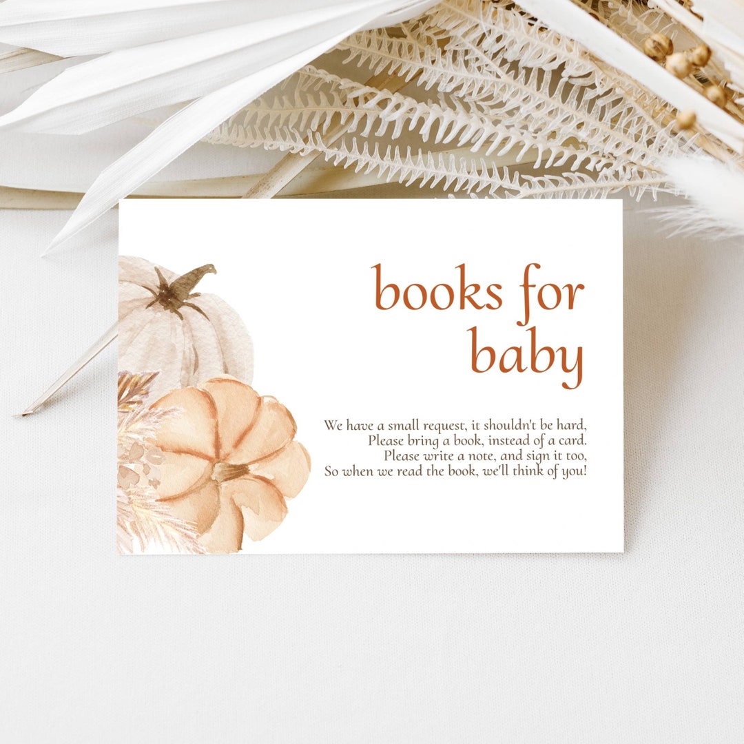 Books for Baby Card Template for Fall Pumpkin Themed Baby Shower - Etsy