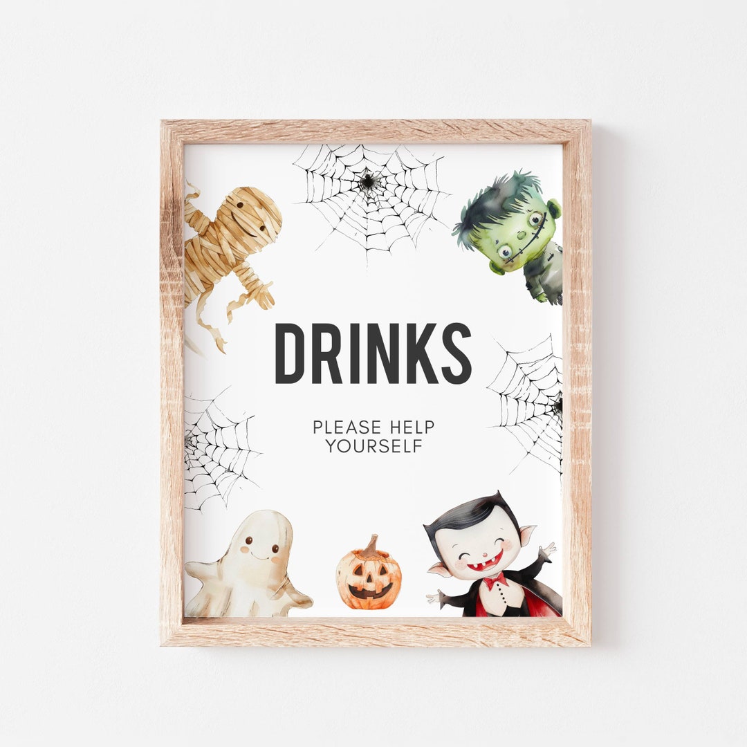Halloween Drink Table Sign Template for Birthday or Halloween Parties ...