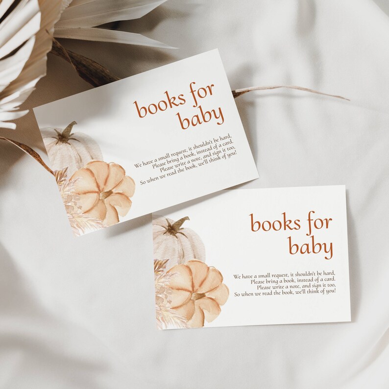 Books for Baby Card Template for Fall Pumpkin Themed Baby Shower - Etsy