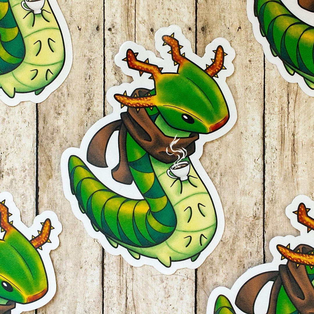 Dragon-headed Caterpillar Cozy Vinyl Sticker - Etsy