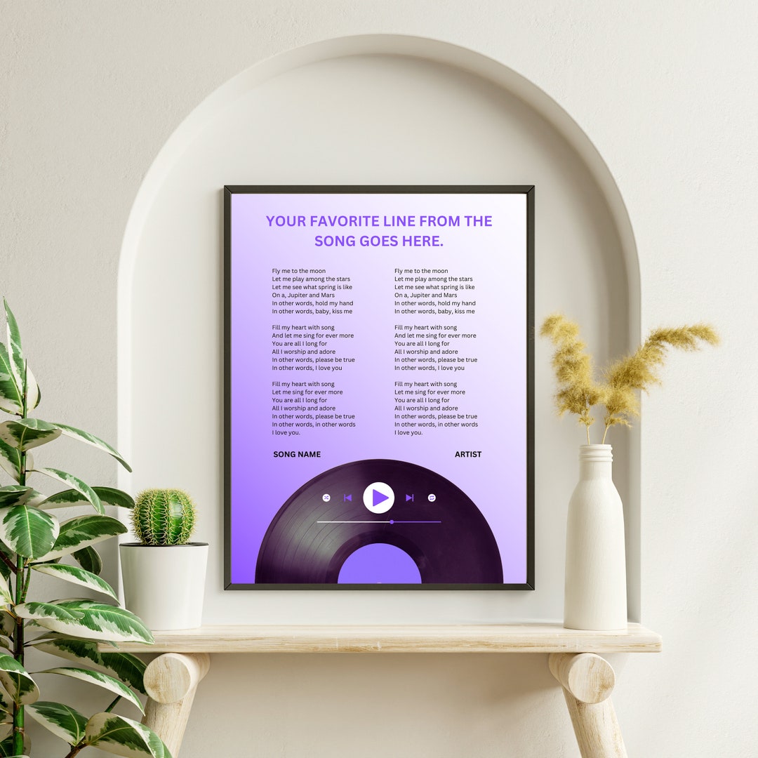 Lyric Poster | Lyric Wall Art | Music Poster | Custom Song Lyric Print ...
