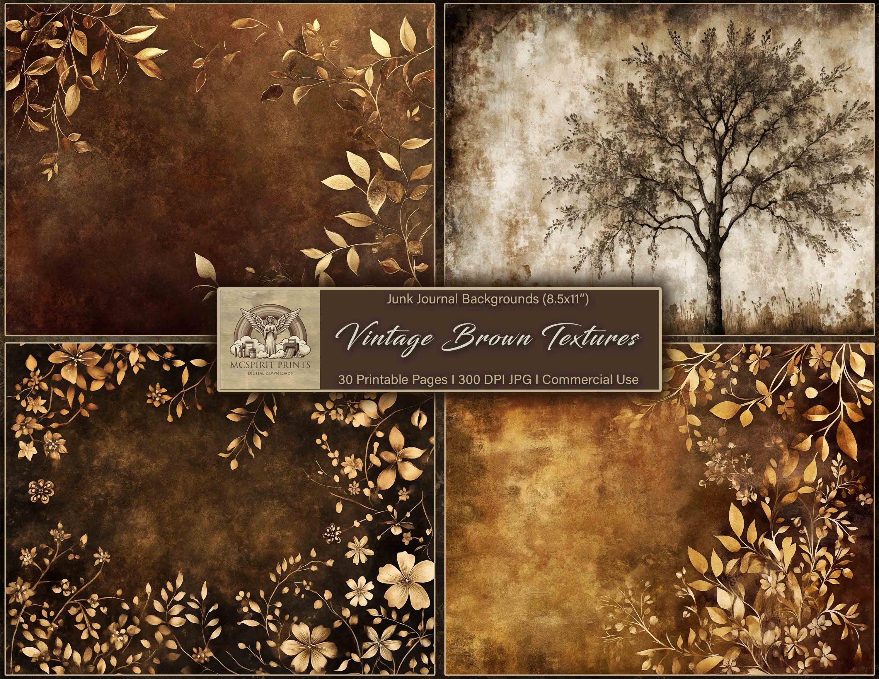 Vintage Brown Textures Backgrounds - 30 Grungy and Shabby Junk Journal ...