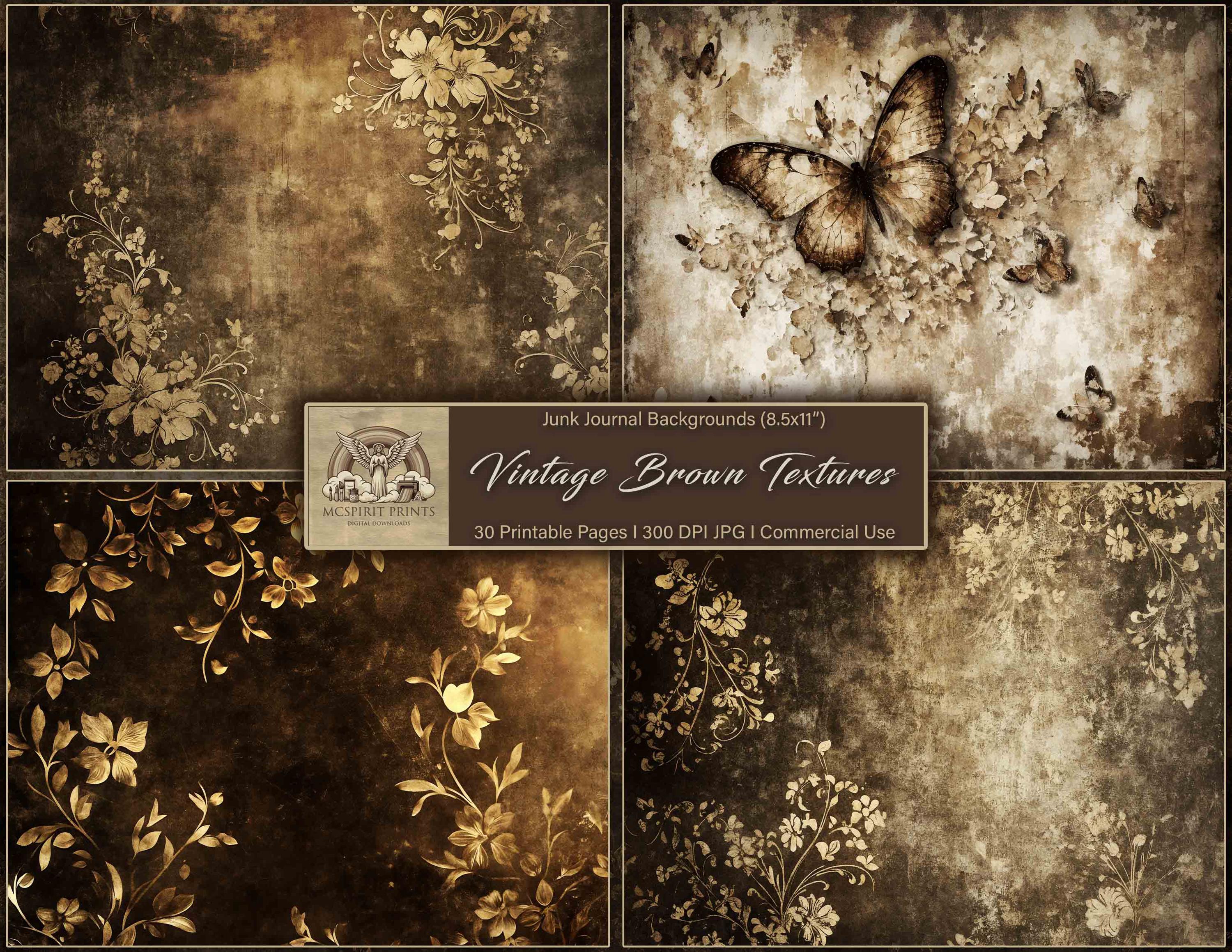 Vintage Brown Textures Backgrounds - 30 Grungy and Shabby Junk Journal ...