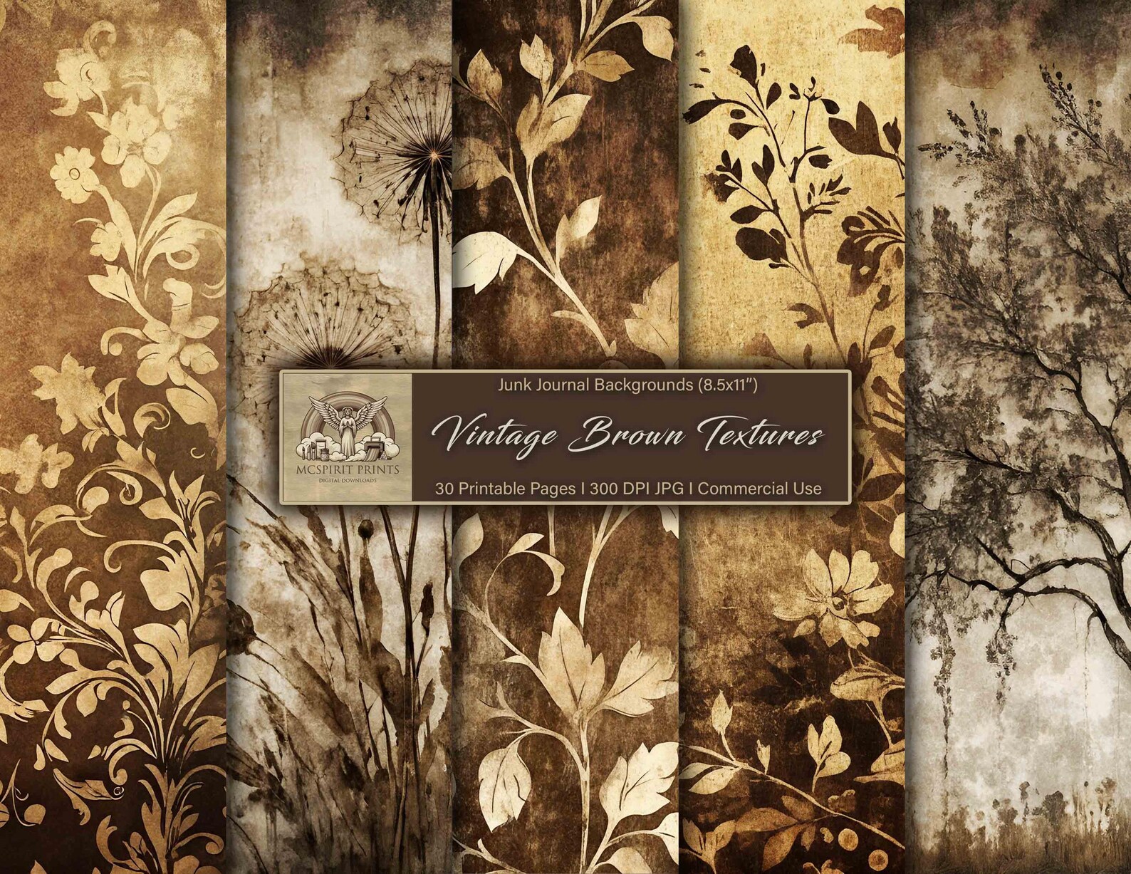 Vintage Brown Textures Backgrounds - 30 Grungy and Shabby Junk Journal ...