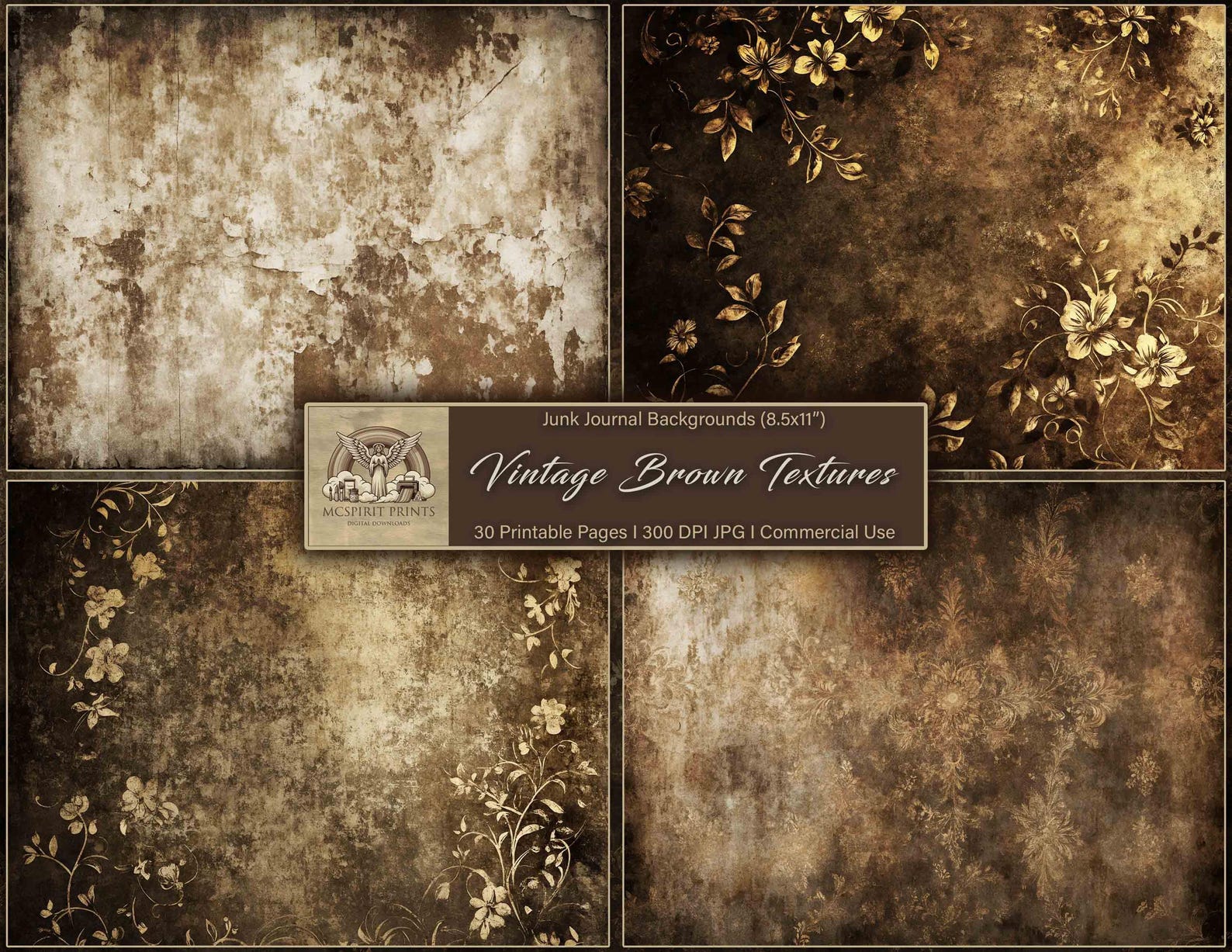 Vintage Brown Textures Backgrounds - 30 Grungy and Shabby Junk Journal ...