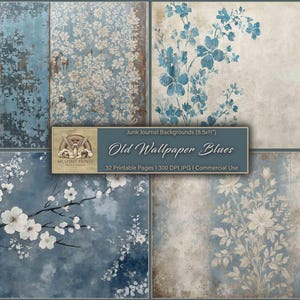 Old Wallpaper Blues - Grungy and Shabby - Junk Journal Page Backgrounds ...