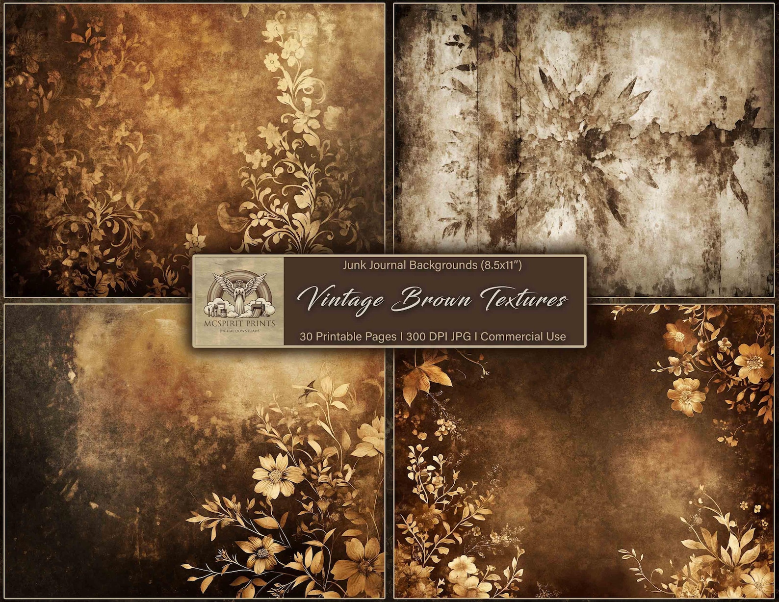 Vintage Brown Textures Backgrounds - 30 Grungy and Shabby Junk Journal ...