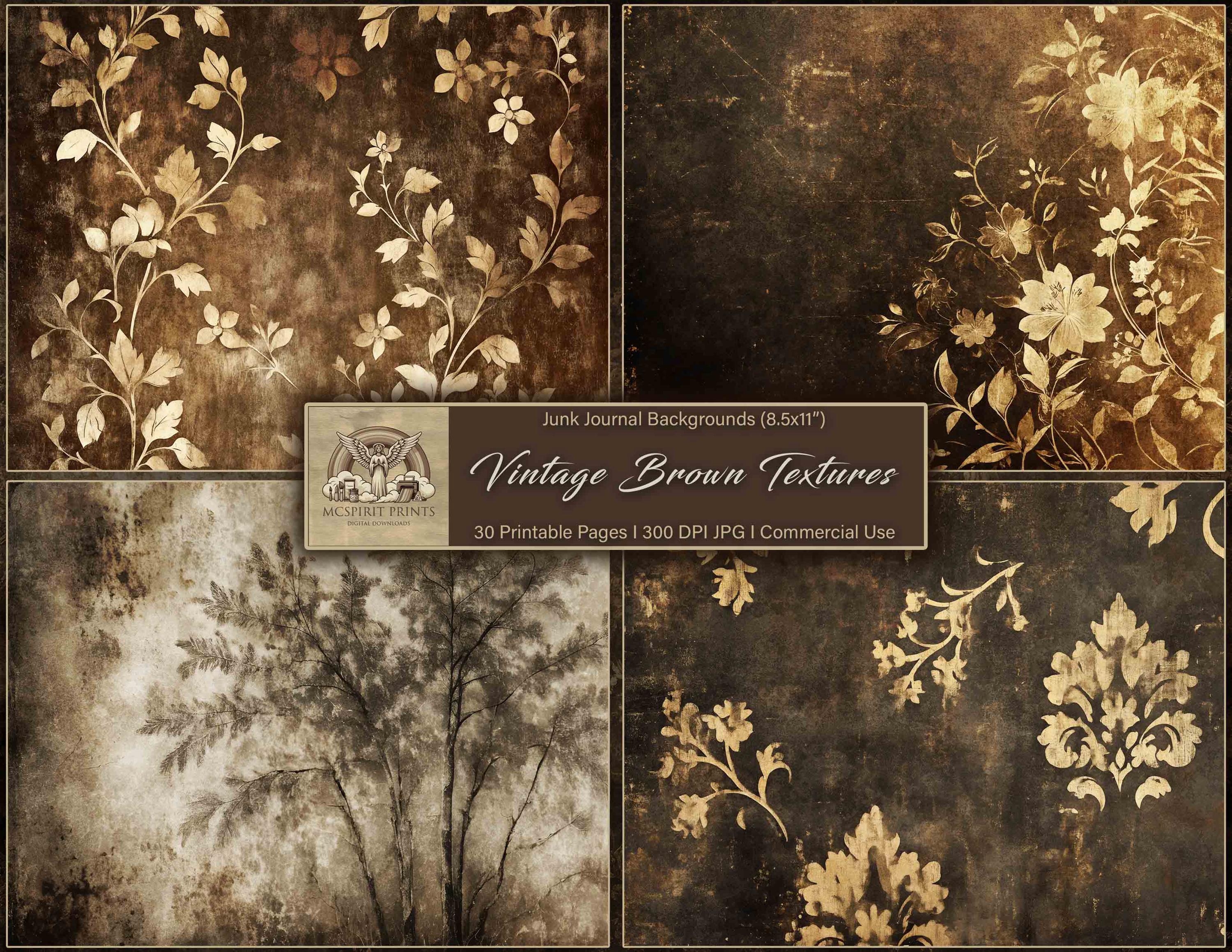 Vintage Brown Textures Backgrounds - 30 Grungy and Shabby Junk Journal ...