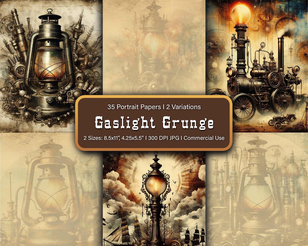 Gaslight Grunge Junk Journal Printable Papers - 35 Vintage Gaslight ...