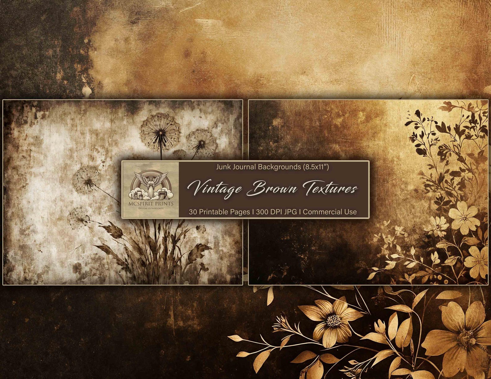 Vintage Brown Textures Backgrounds - 30 Grungy and Shabby Junk Journal ...