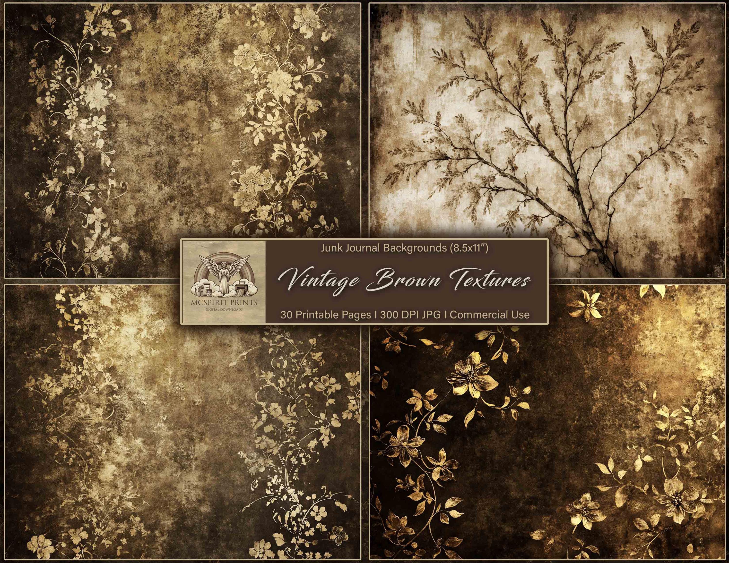 Vintage Brown Textures Backgrounds - 30 Grungy and Shabby Junk Journal ...