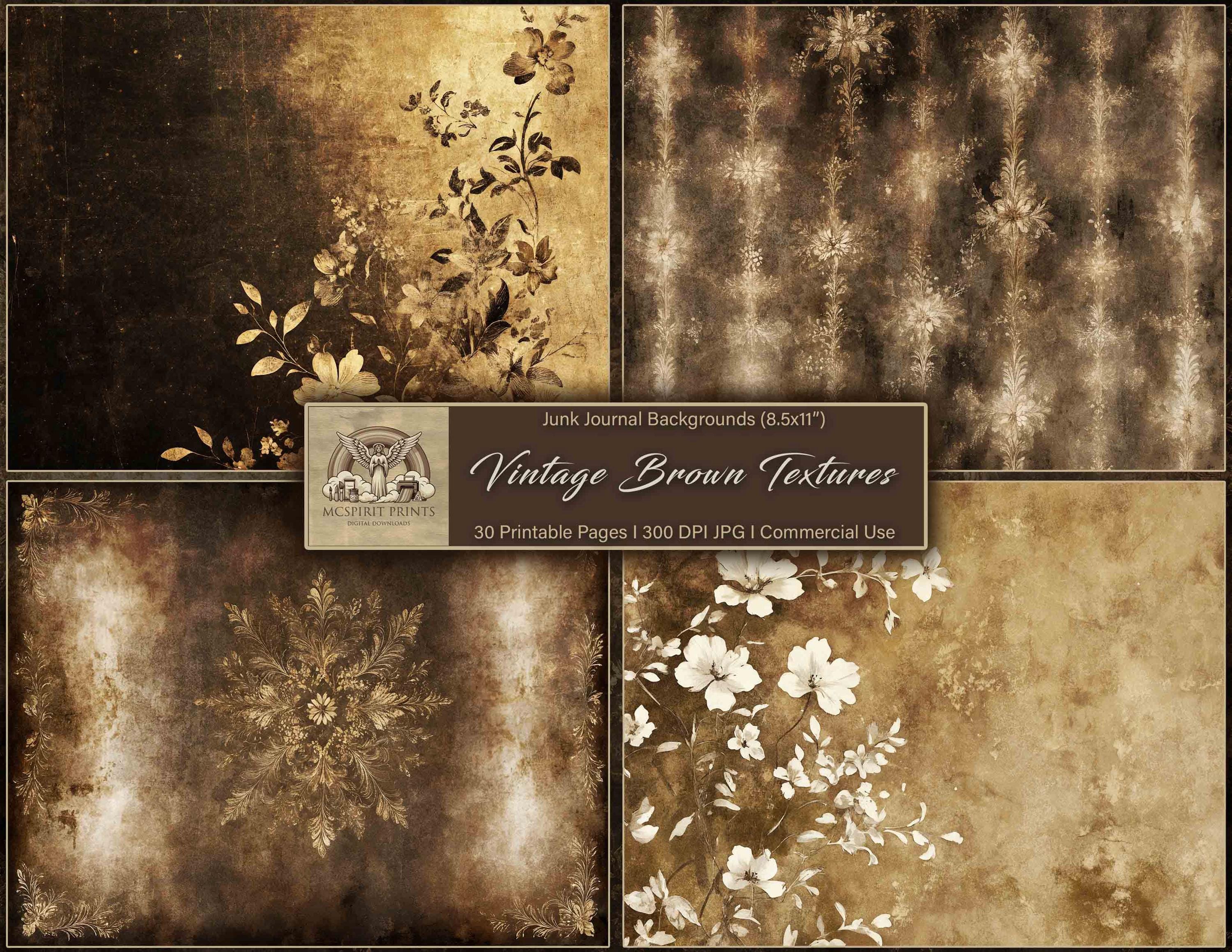 Vintage Brown Textures Backgrounds - 30 Grungy and Shabby Junk Journal ...
