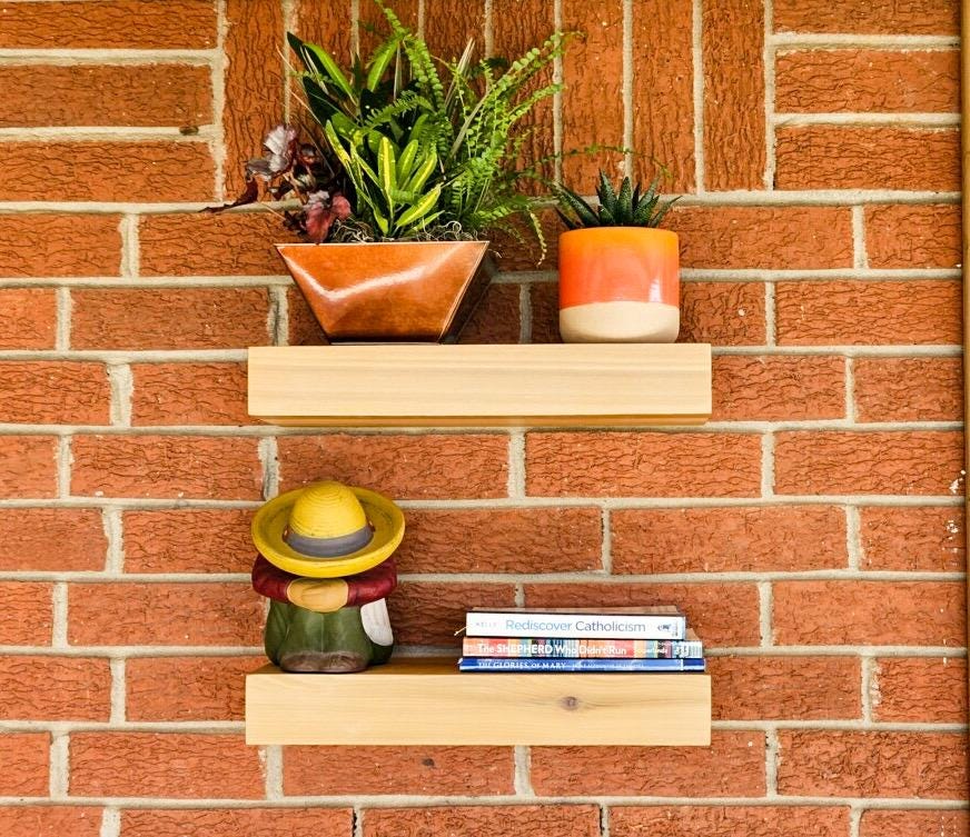 30" Cedar Floating Shelves - Handmade Floating Shelves - Real Wood ...