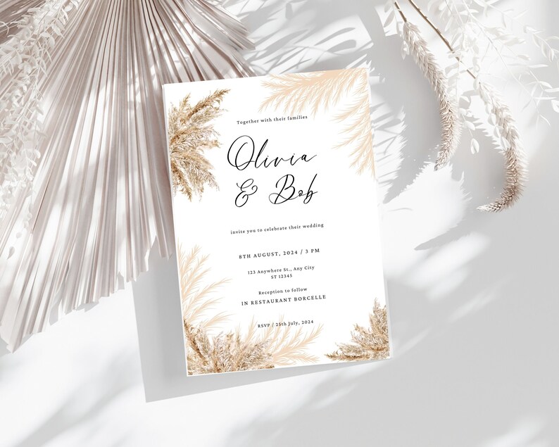 Editable and Printable Boho Chic Wedding Invitation Template for Instant Download - Etsy Australia