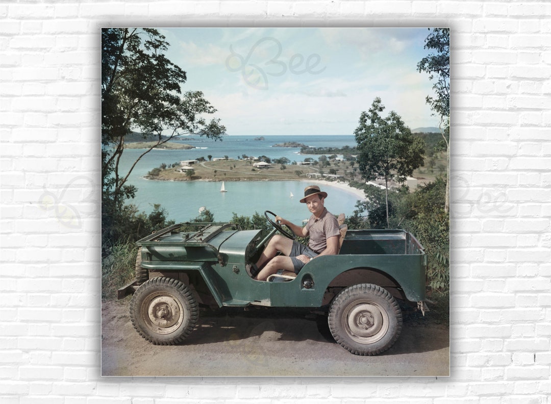 Slim Aarons in A Jeep Print/poster: Laurance Rockefeller, Son of the ...