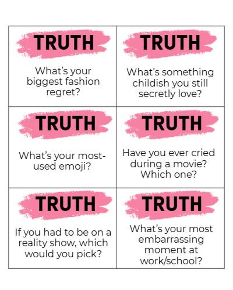 Girls Night Truth or Dare Printable | Fun Adult Party Game | Instant ...