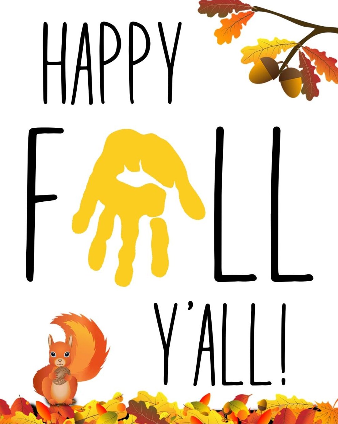 Happy Fall Y'all Kids Handprint Art Digital Download - Etsy