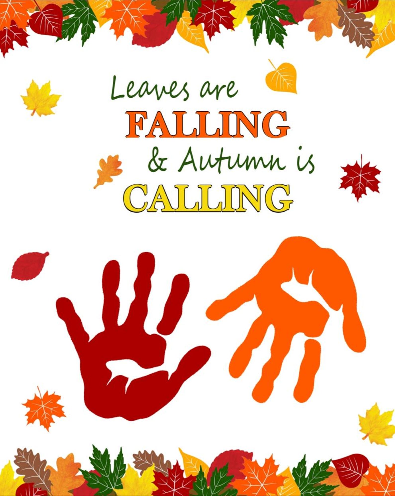 The Leaves Are Falling Fall Handprint Art Digital Download - Etsy