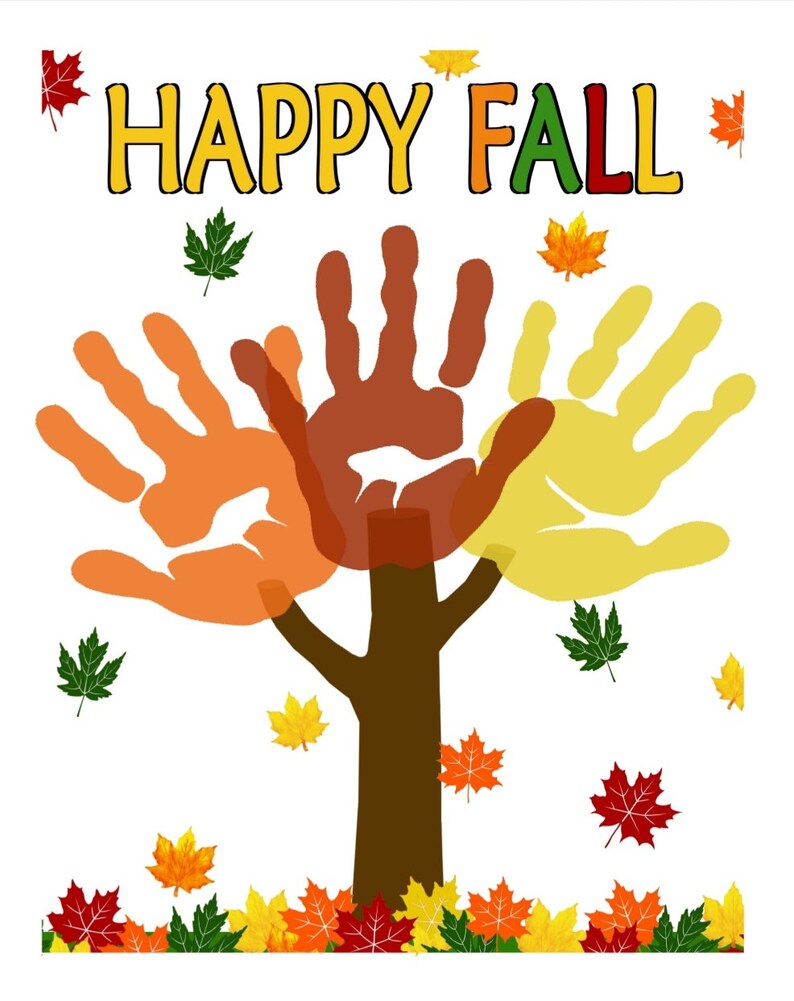 Fall Handprint Tree Craft for Kids – Happy Fall Printable | Autumn ...