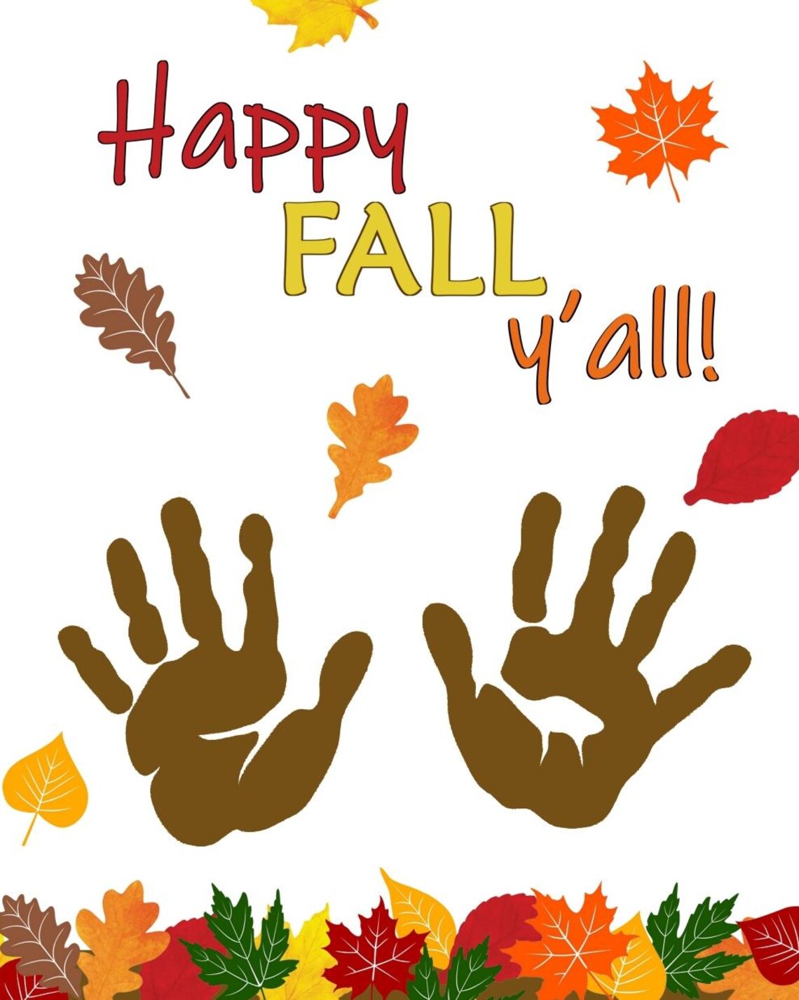 Happy Fall Y'all Handprint Craft Digital Download - Etsy