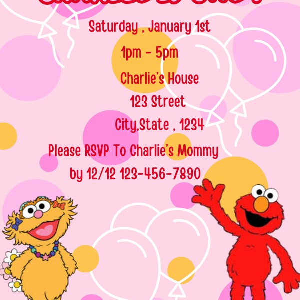 Elmo Birthday Invitation - Etsy