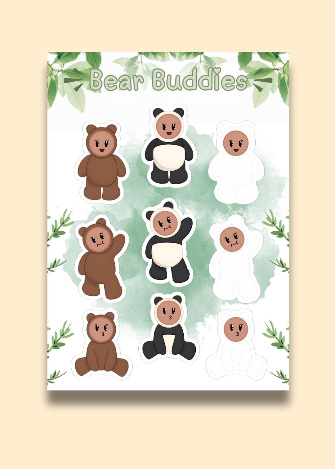 Bear Cut Stickers | Bear Buddies | Brown Bear, Panda, Polar Bear Design ...