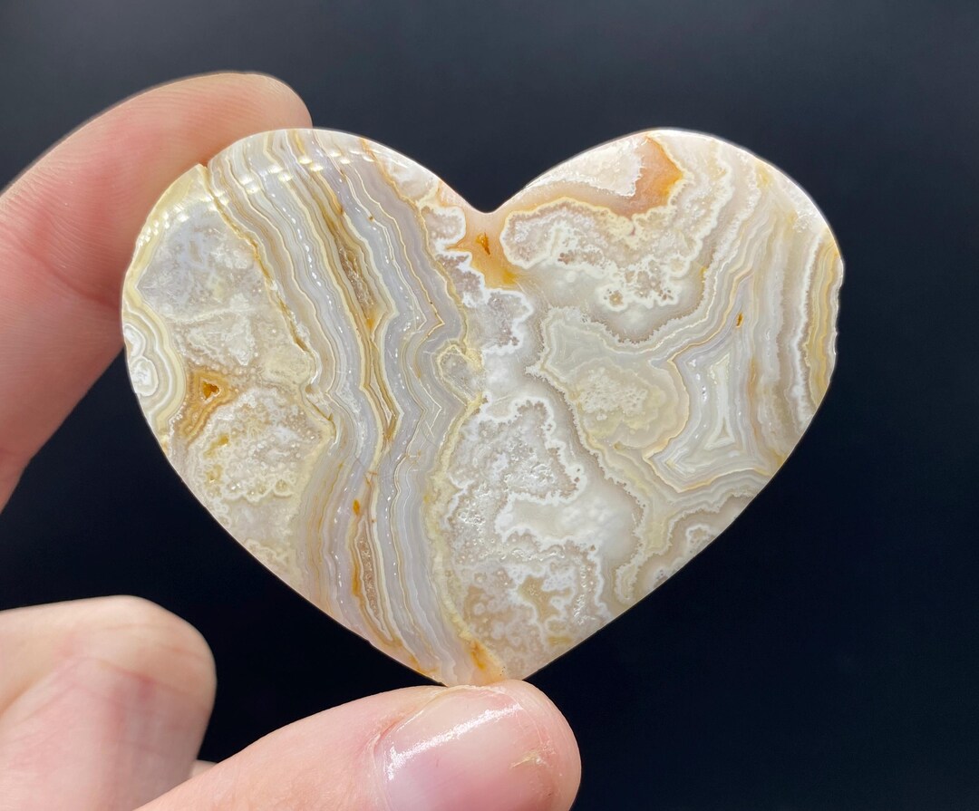 Mexican Crazy Lace Polished Heart Shape Carving Crystal - Etsy