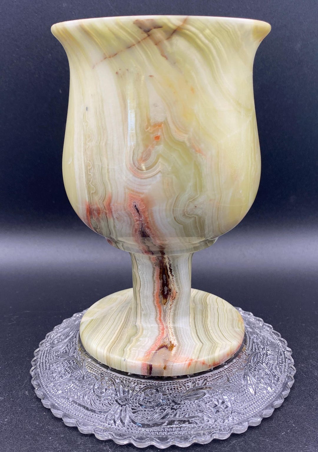 Green Banded Onyx Crystal Chalice Cup 4.75 Inch Fancy Goblet - Etsy