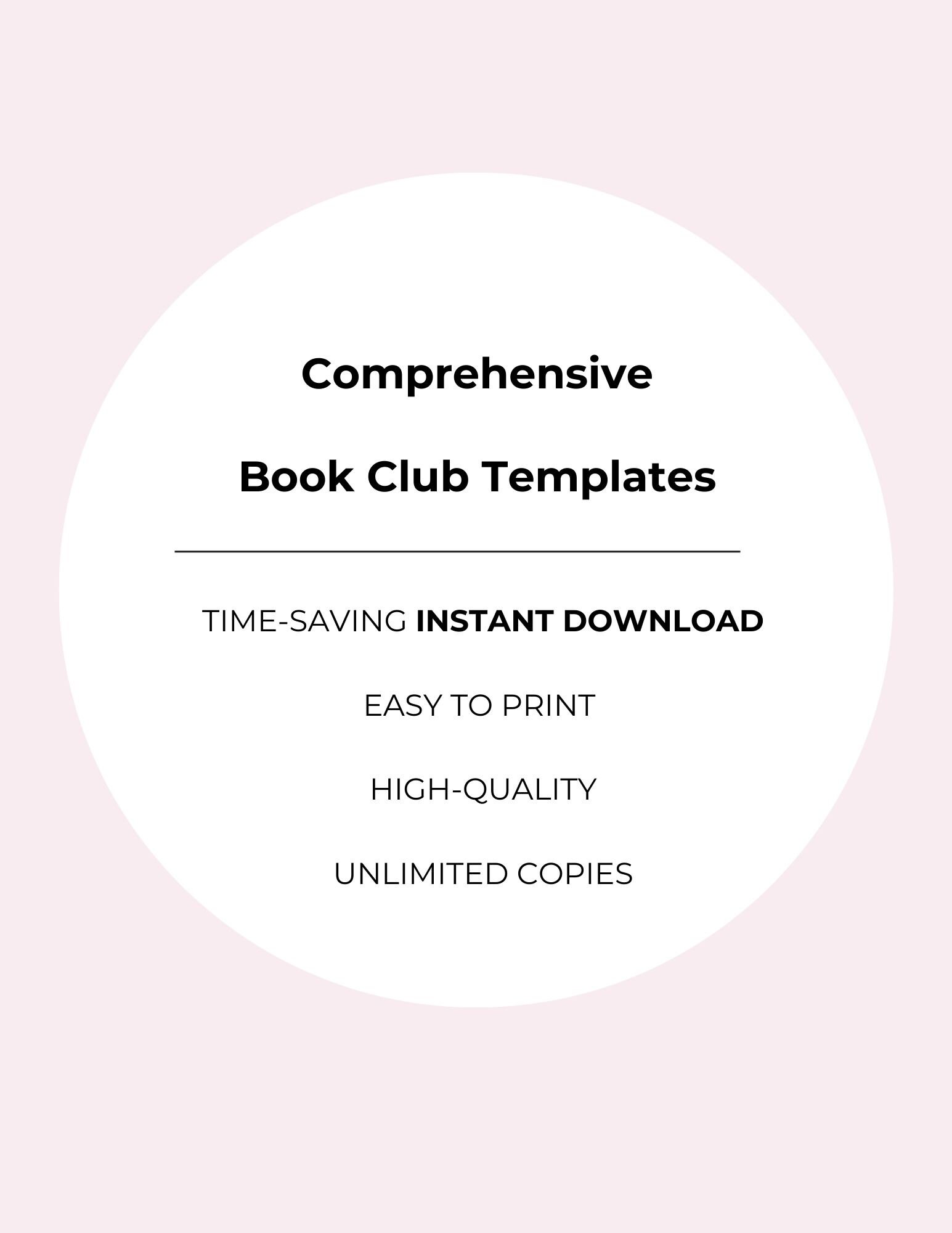 Book Club Bundle, Printable Book Review, Discussion Questions, Modern ...
