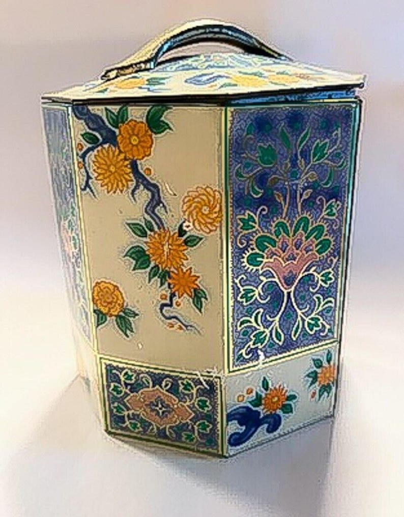 Vintage MCM Octagon Folded Tin Container, the Metal Box Co., England - Etsy