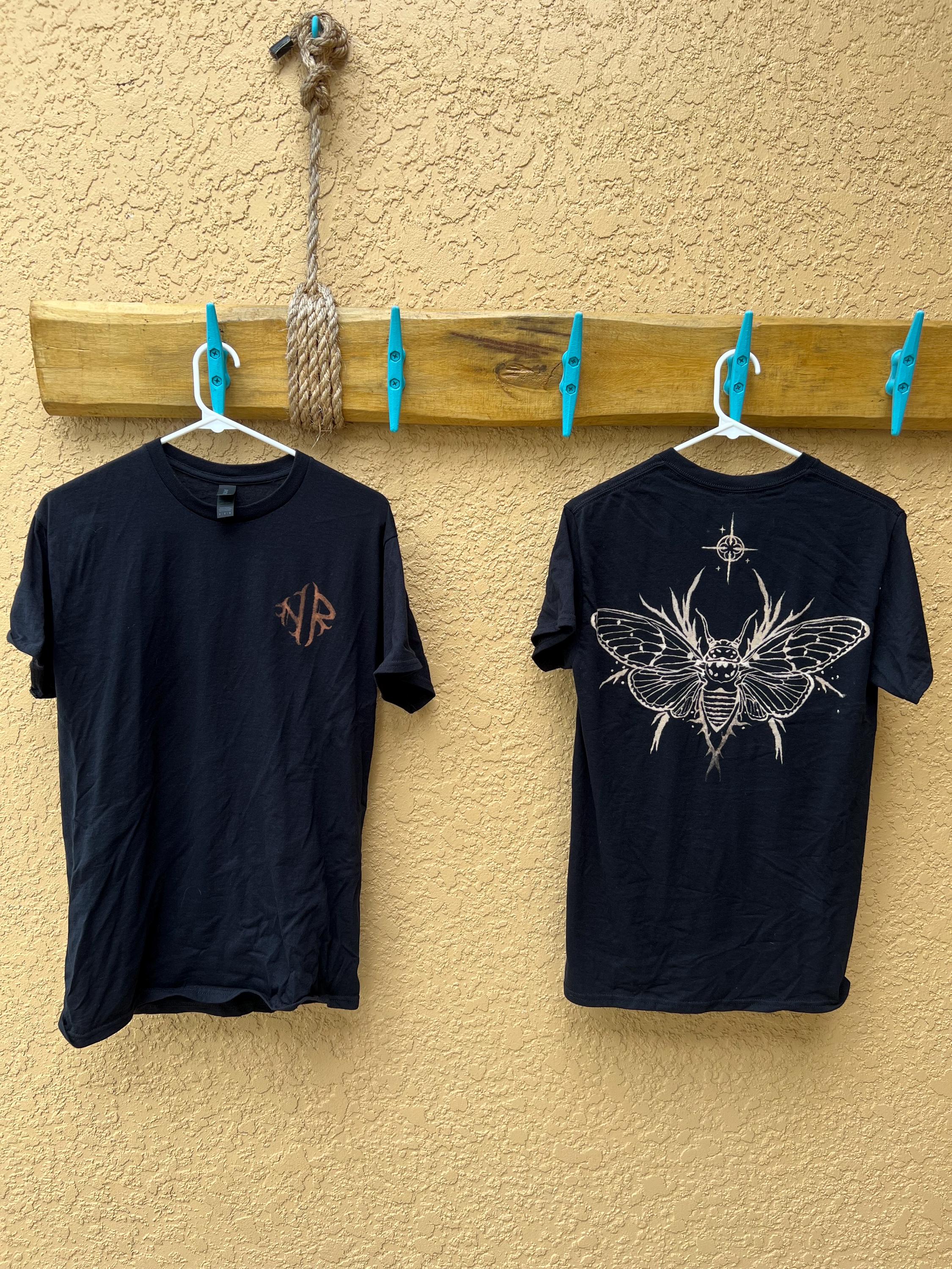 Bleach-dyed Ghost Cicada T-shirt - Handpainted Gothic Grunge Streetwear ...