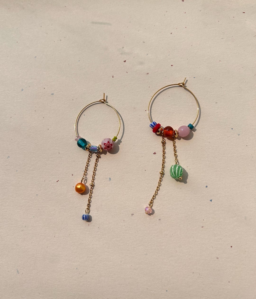 Dainty Gold-filled | Eclectic Style | Glass Bead | Hoop Earrings - Etsy