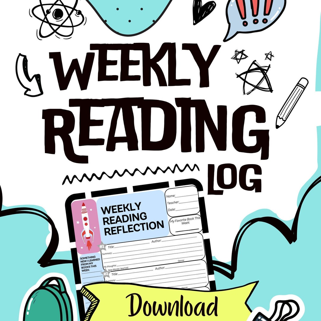 Printable Reading Log & Tracker - Weekly Reflection Journal Entries ...