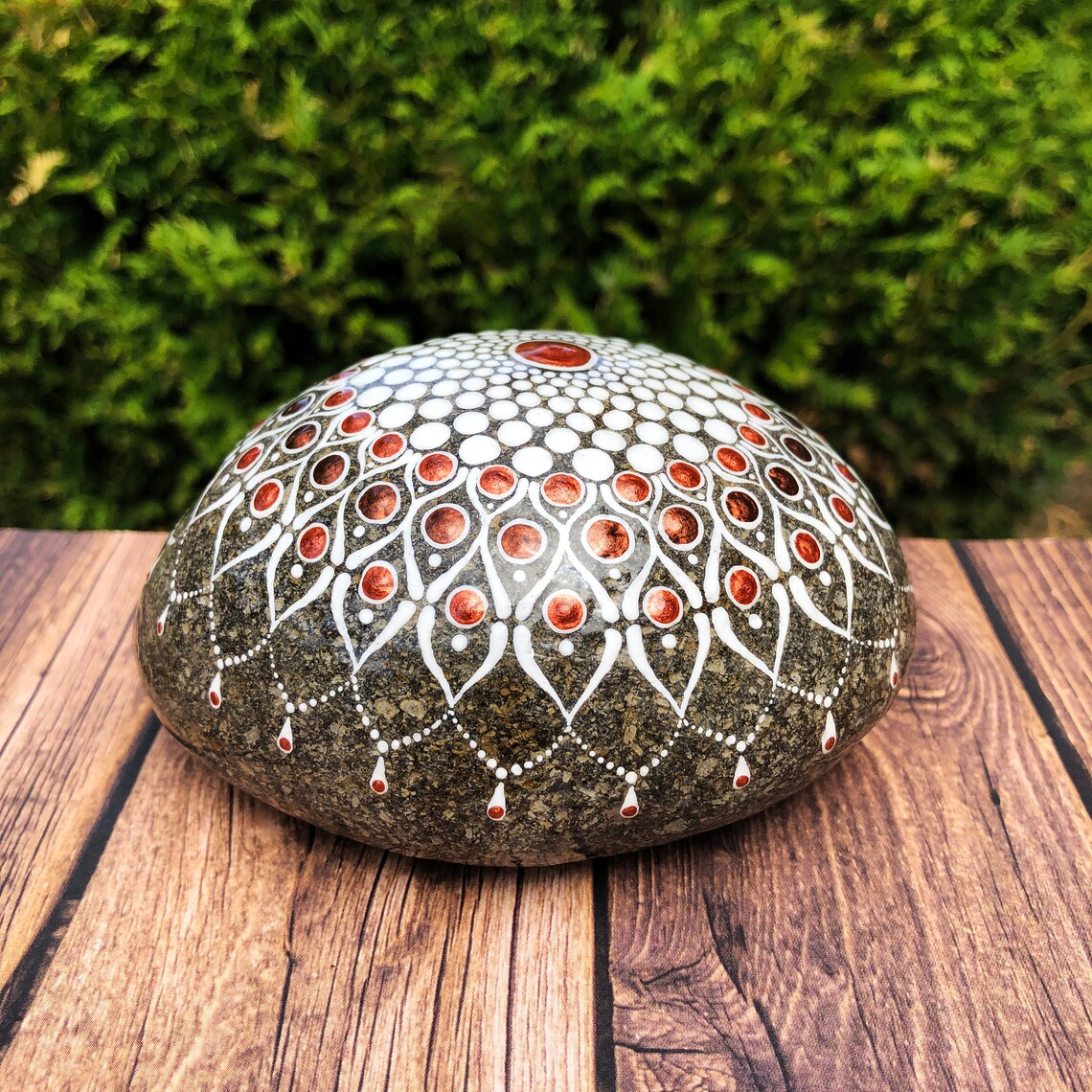 Extra Large Dot Art Mandala Hand Painted Stone Natural River - Etsy