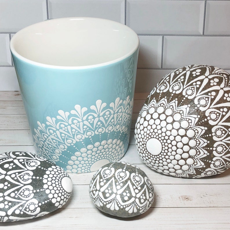 Turquoise Dot Art Mandala Coffee Mug Large 16 Oz Porcelain - Etsy