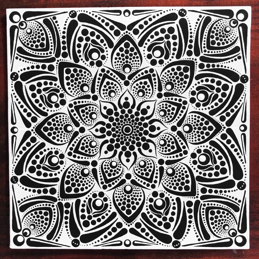 Dark Matter Mandala - Original Hand Painted Dot Art on 8x8 Canvas ...