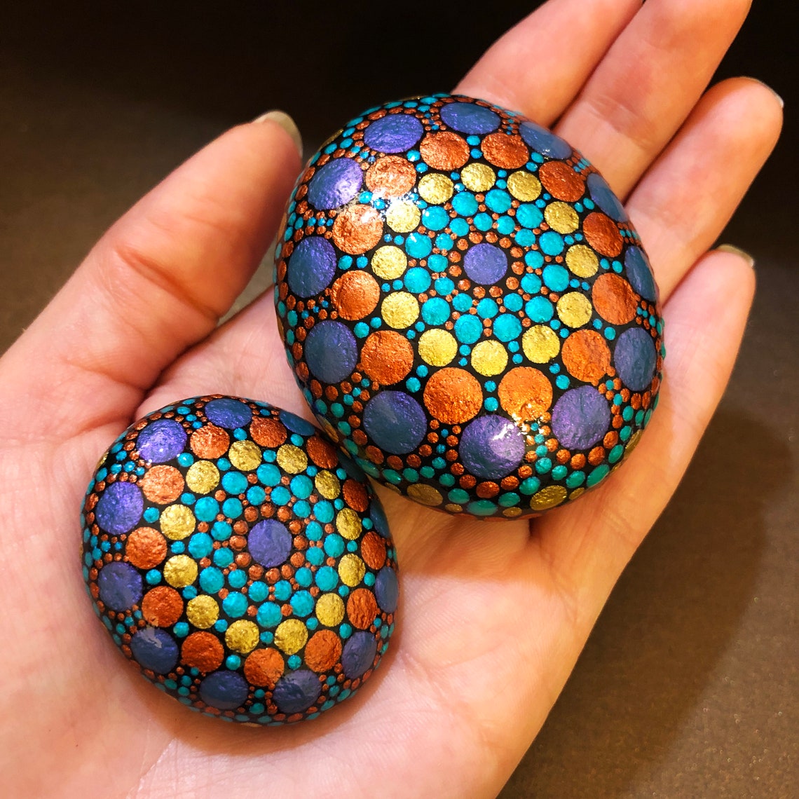 Aurora Medium Sized Dot Art Mandala Hand Painted Satori | Etsy